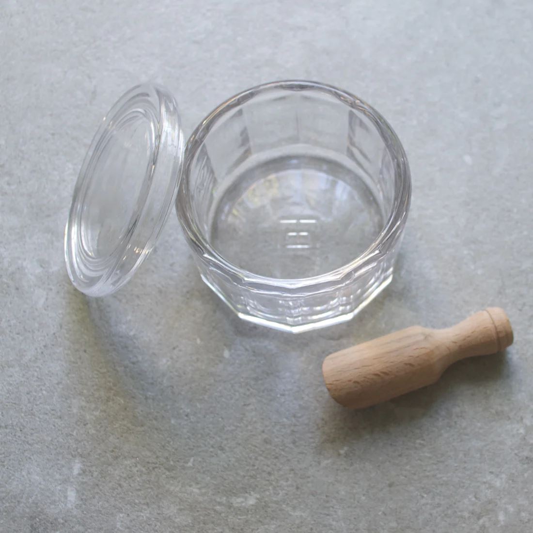 Glass Salt Pot with Wooden Scoop