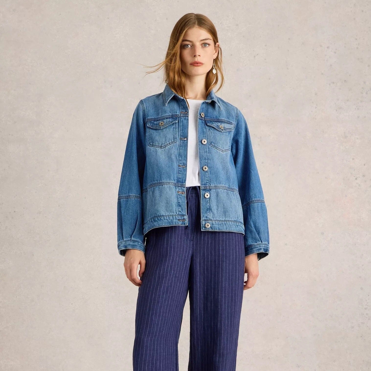 White Stuff Camille Denim Jacket - Mid Denim | Eclectic House