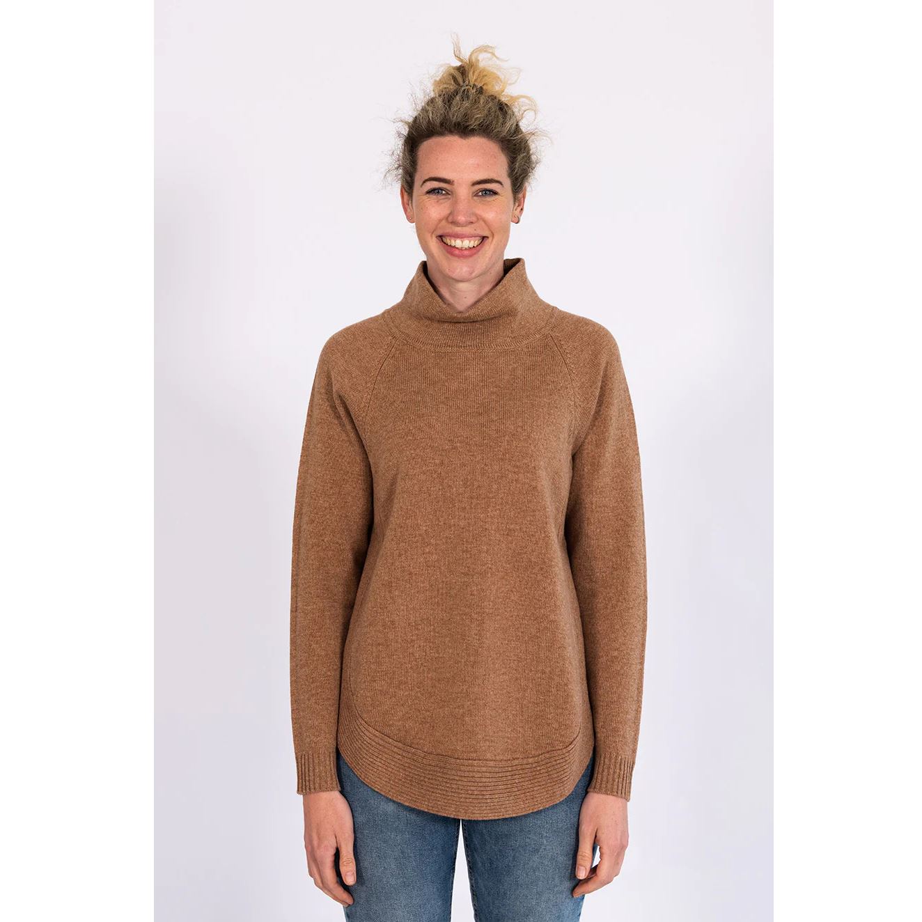 Bow & Arrow Funnel Neck Jumper - Cinnamon